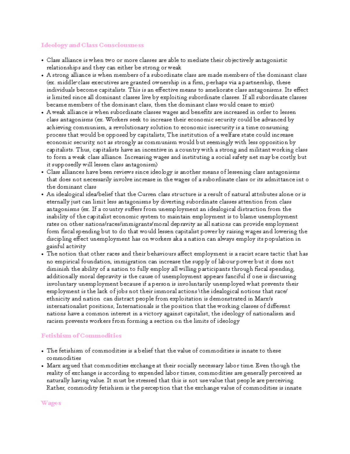 Sociology lecture 9 - Ideology and Class Consciousness Class alliance ...