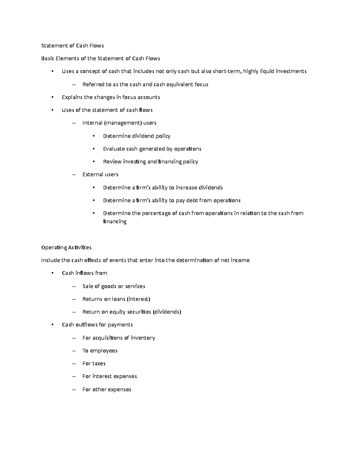 Lecture Notes 8 D Statement Of Cash Flows Basic Elements Of The lecture-notes-8-d-statement-of-cash-flows-basic-elements-of-the
