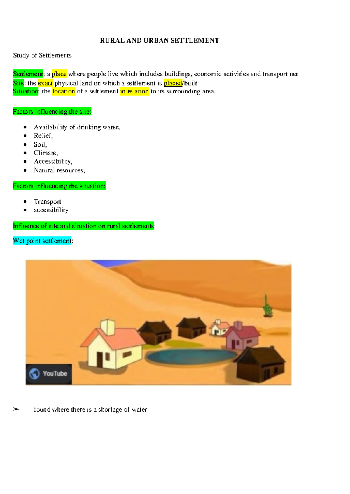 Rural Settlement DONE - RURAL AND URBAN SETTLEMENT Study of Settlements ...