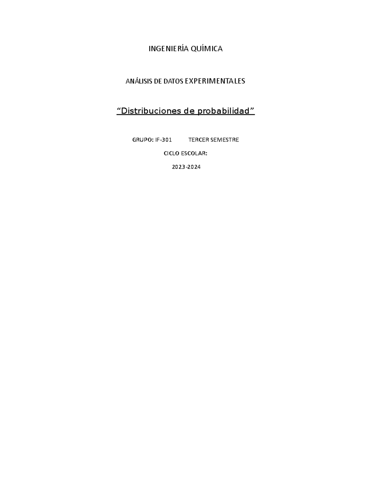 Distribucion Binomial - INGENIERÍA QUÍMICA ANÁLISIS DE DATOS EXPERIMENTALES “Distribuciones de ...