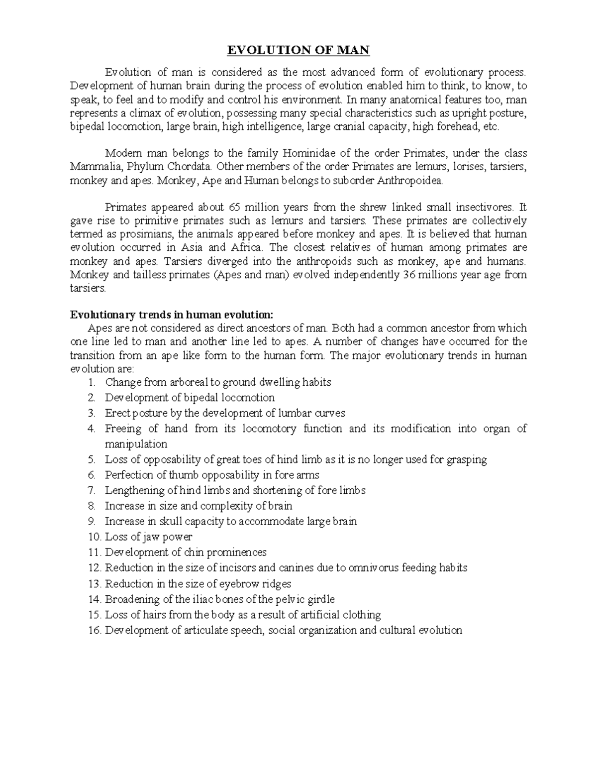 PDF document - Zoology - EVOLUTION OF MAN Evolution of man is ...