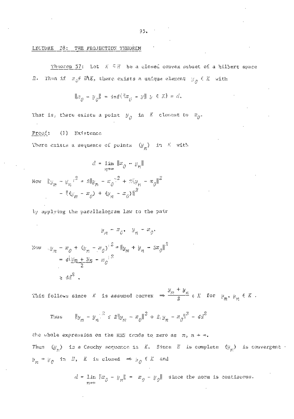 Projection theorem - lecture 28 - Metric Spaces - Studocu