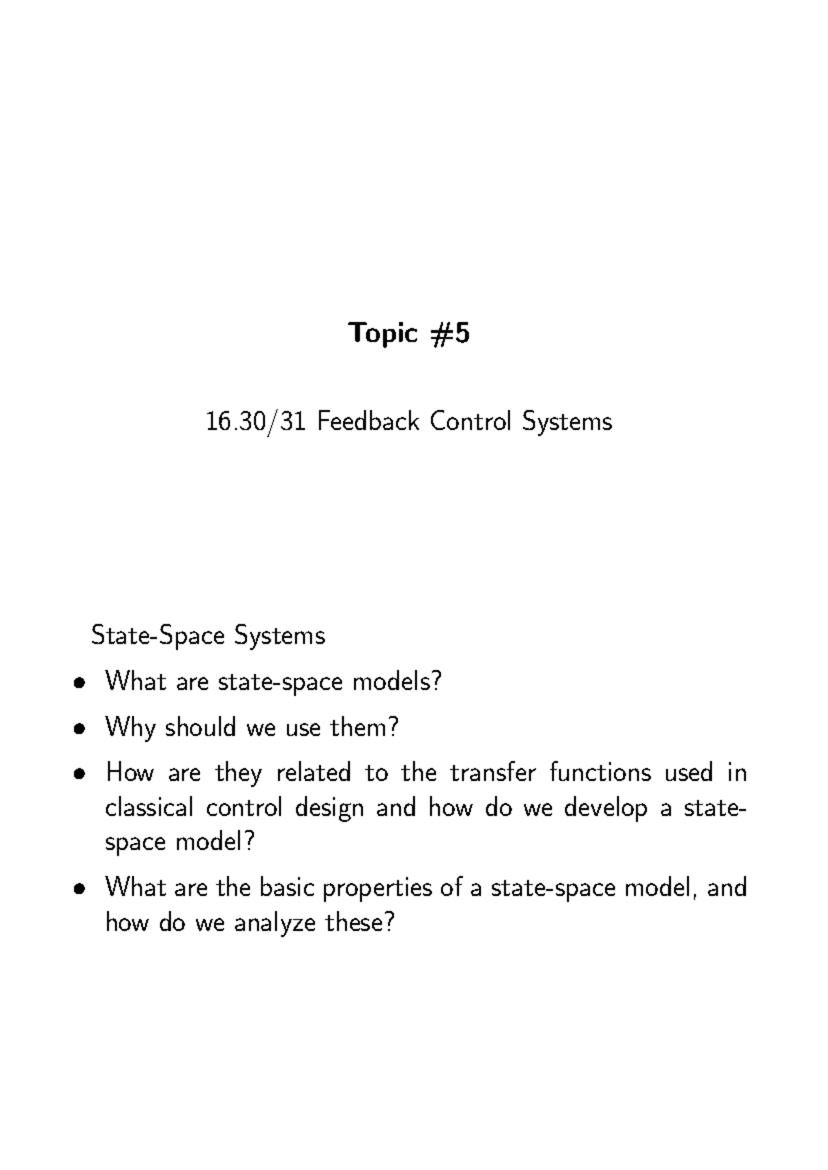 State Space-Stability - Topic 16/31 Feedback Control Systems State ...
