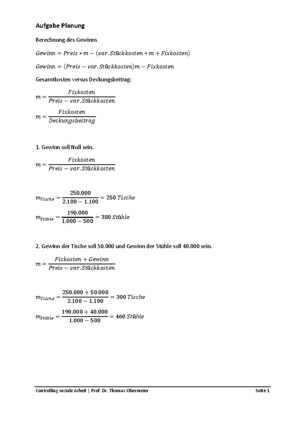 Controlling soziale Arbeit Lösung 1 - Controlling soziale Arbeit | Prof ...