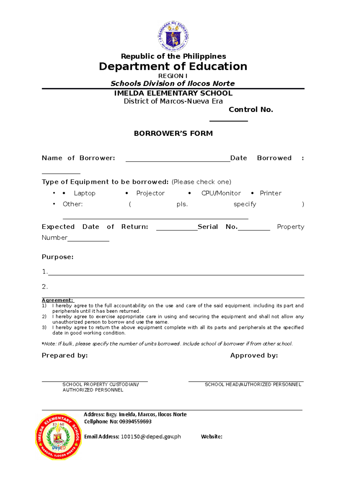 100150-Imelda ES Borrowers Form - Republic of the Philippines ...