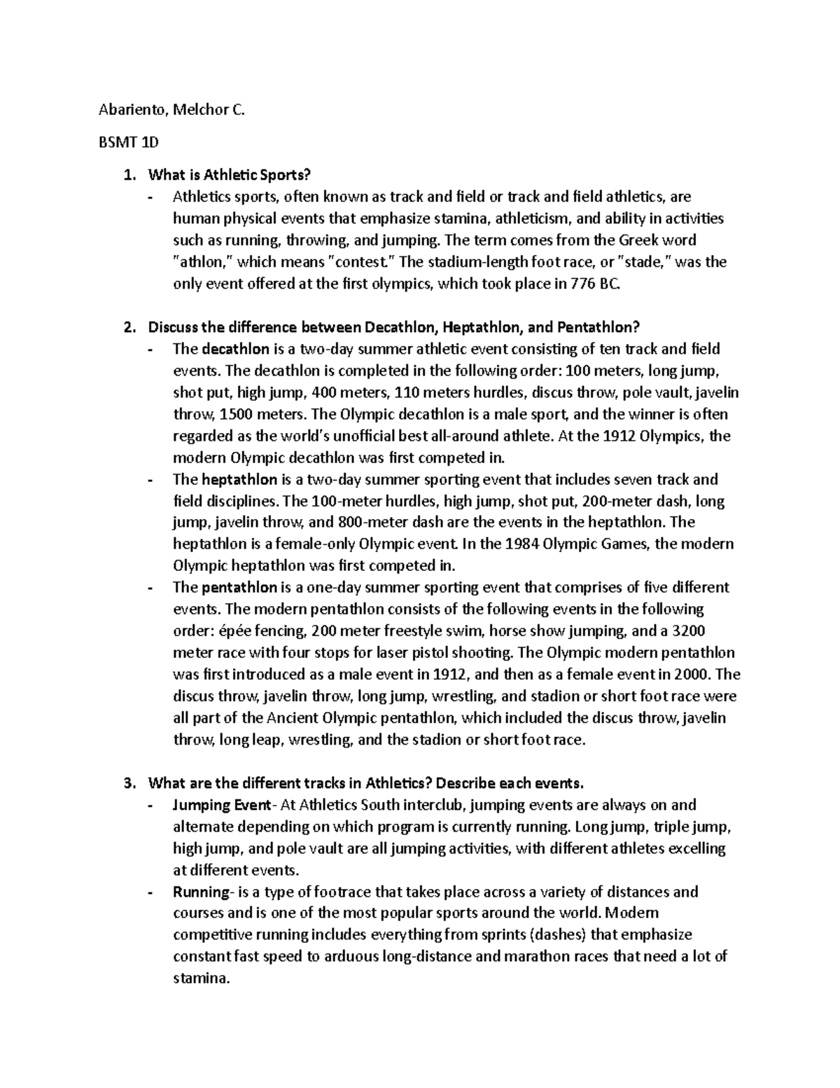 Lecture notes in practical - Abariento, Melchor C. BSMT 1D 1. What is ...