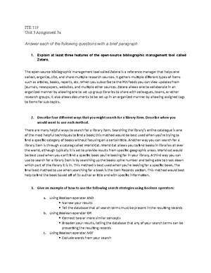 Unit 4 Assignment (Revised) - ITE 119 Unit 4 Assignment Answer each question by using your ...