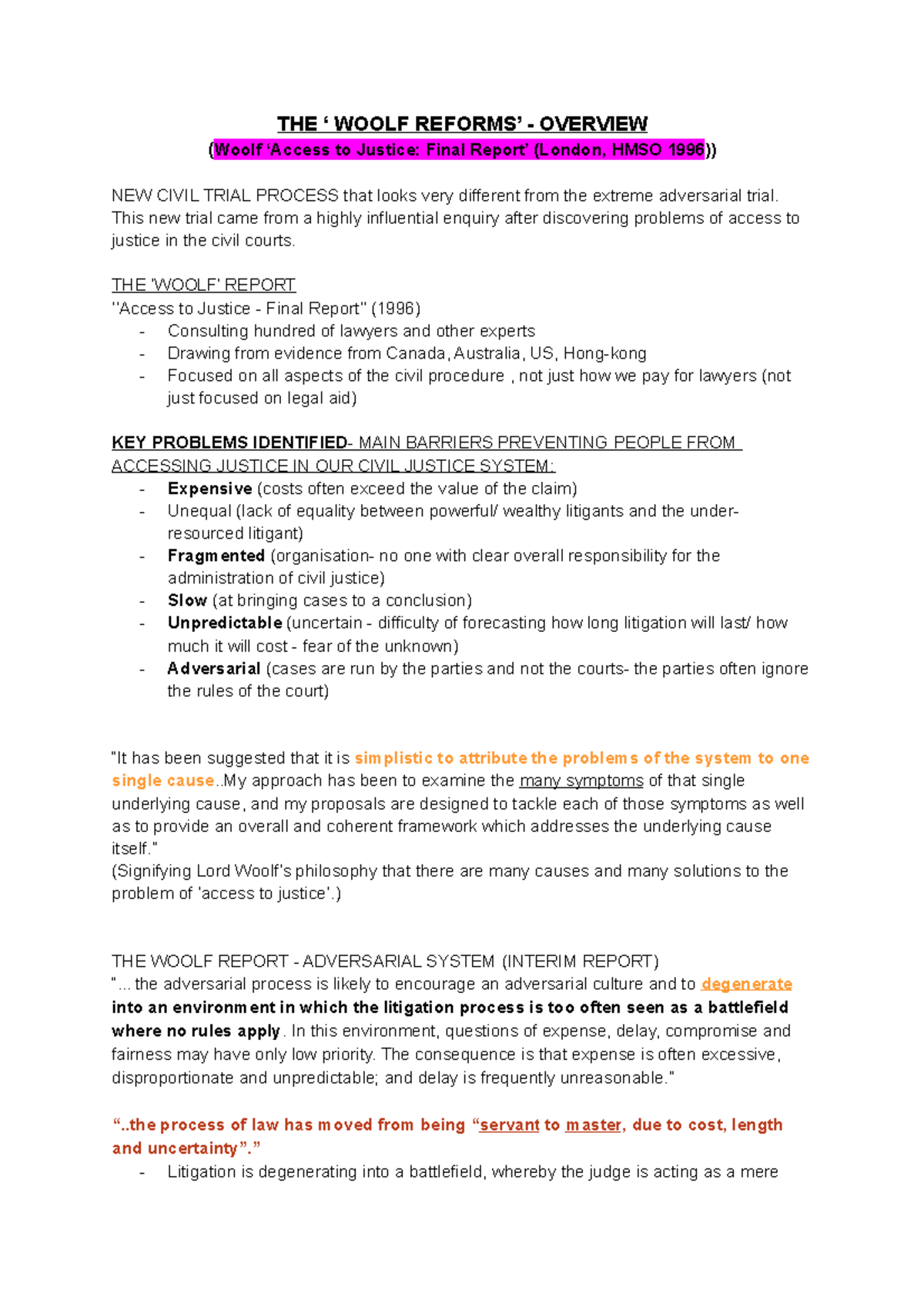 LSIP - 'new civil trial' and ADR - THE ‘ WOOLF REFORMS’ - OVERVIEW ...