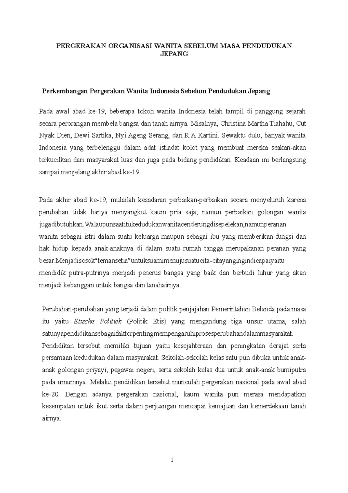 Pergerakan Organisasi Wanita Sebelum MASA Pendudukan Jepang ...