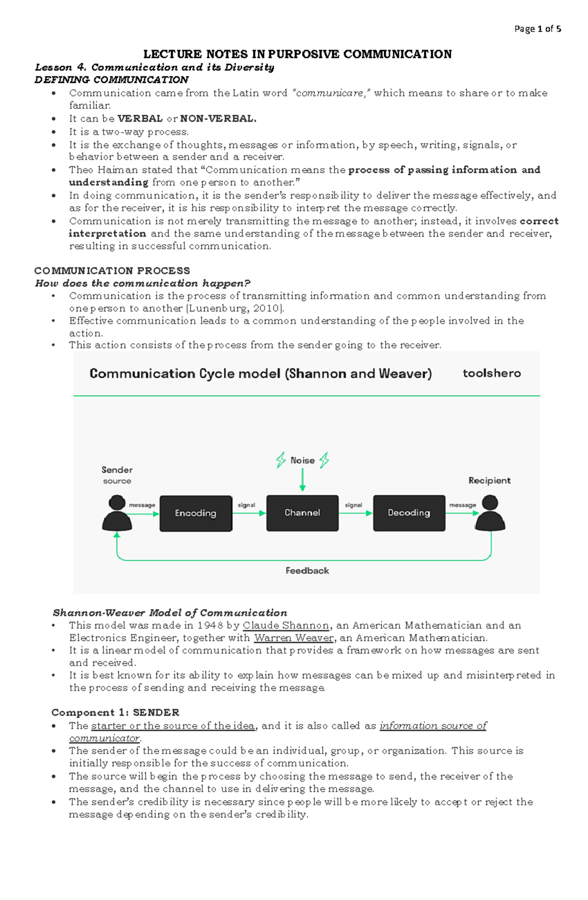 Lesson-4 - this is about communication - LECTURE NOTES IN PURPOSIVE ...