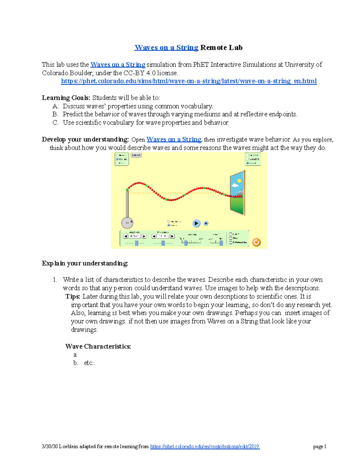 Waves on a String Remote Lab - - Studocu