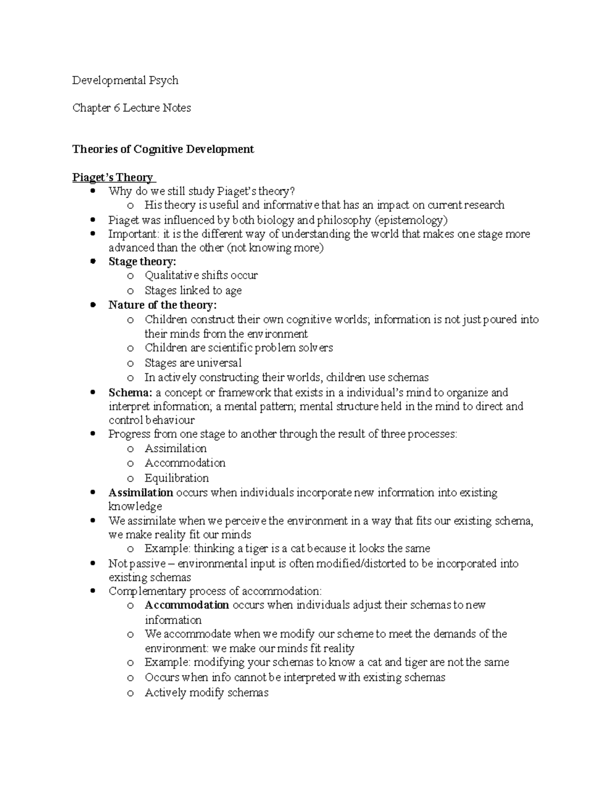 Chapter 6 - Theories of Cognitive Development - Developmental Psych ...