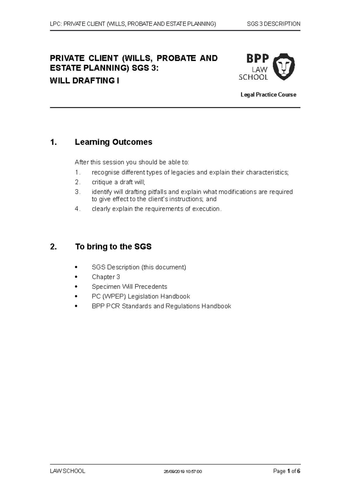 PC WPEP SGS 3 Description 22-23 - LPC: PRIVATE CLIENT (WILLS, PROBATE ...