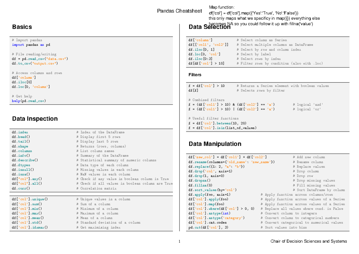 Pandas-cheat-sheet - Cheat sheet for python commands - Pandas ...
