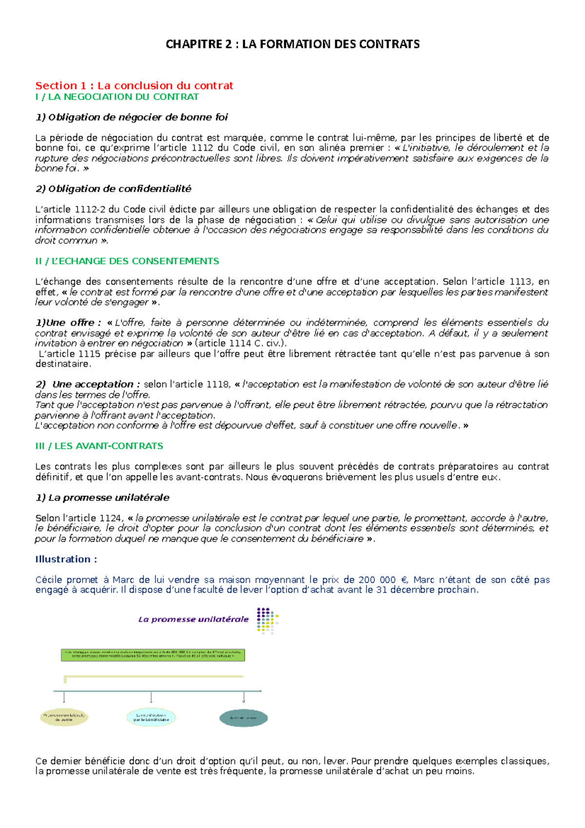 Chapitre 2 - CHAPITRE 2 : LA FORMATION DES CONTRATS Section 1 : La ...