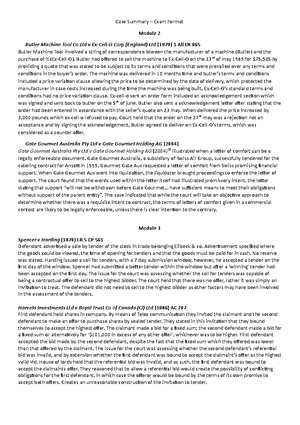 Applied contract law cheat sheet - MODULE 2: MAKING CONTRACTS Contract Elements/Formation Offer ...