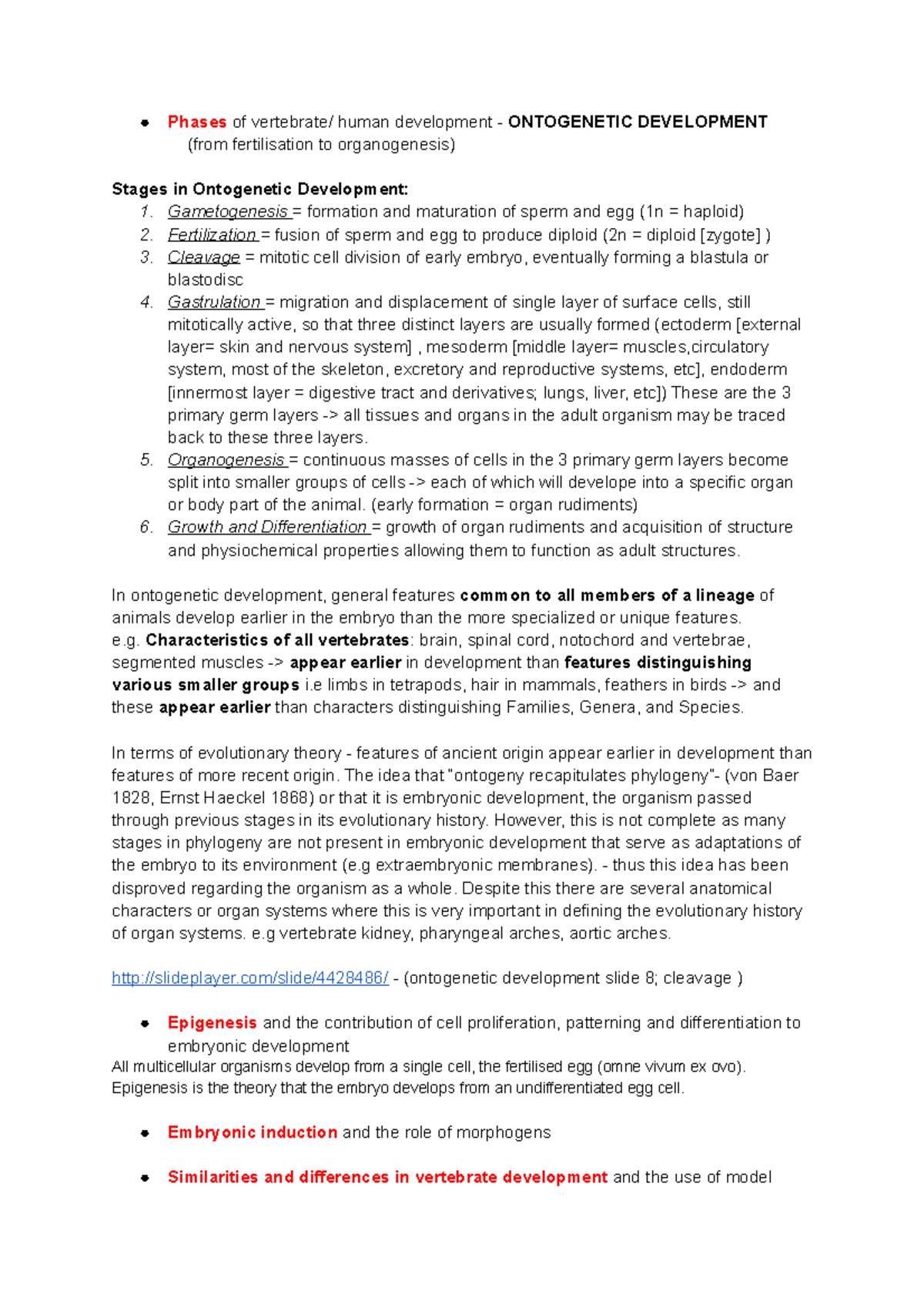 Developmental revision - Phases of human development ONTOGENETIC ...