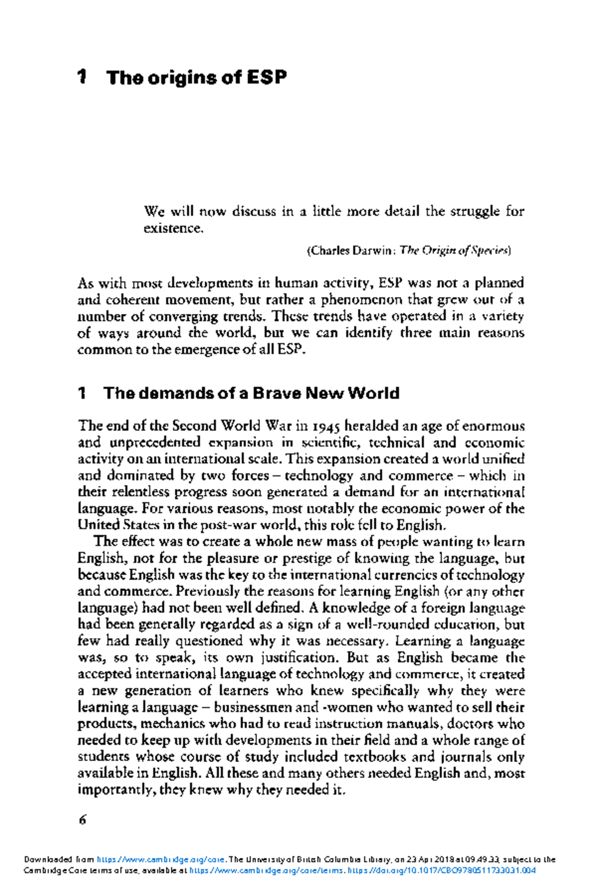 Chapter 1 ESP - ESP - 1 The origins of ESP We will now discuss in a ...