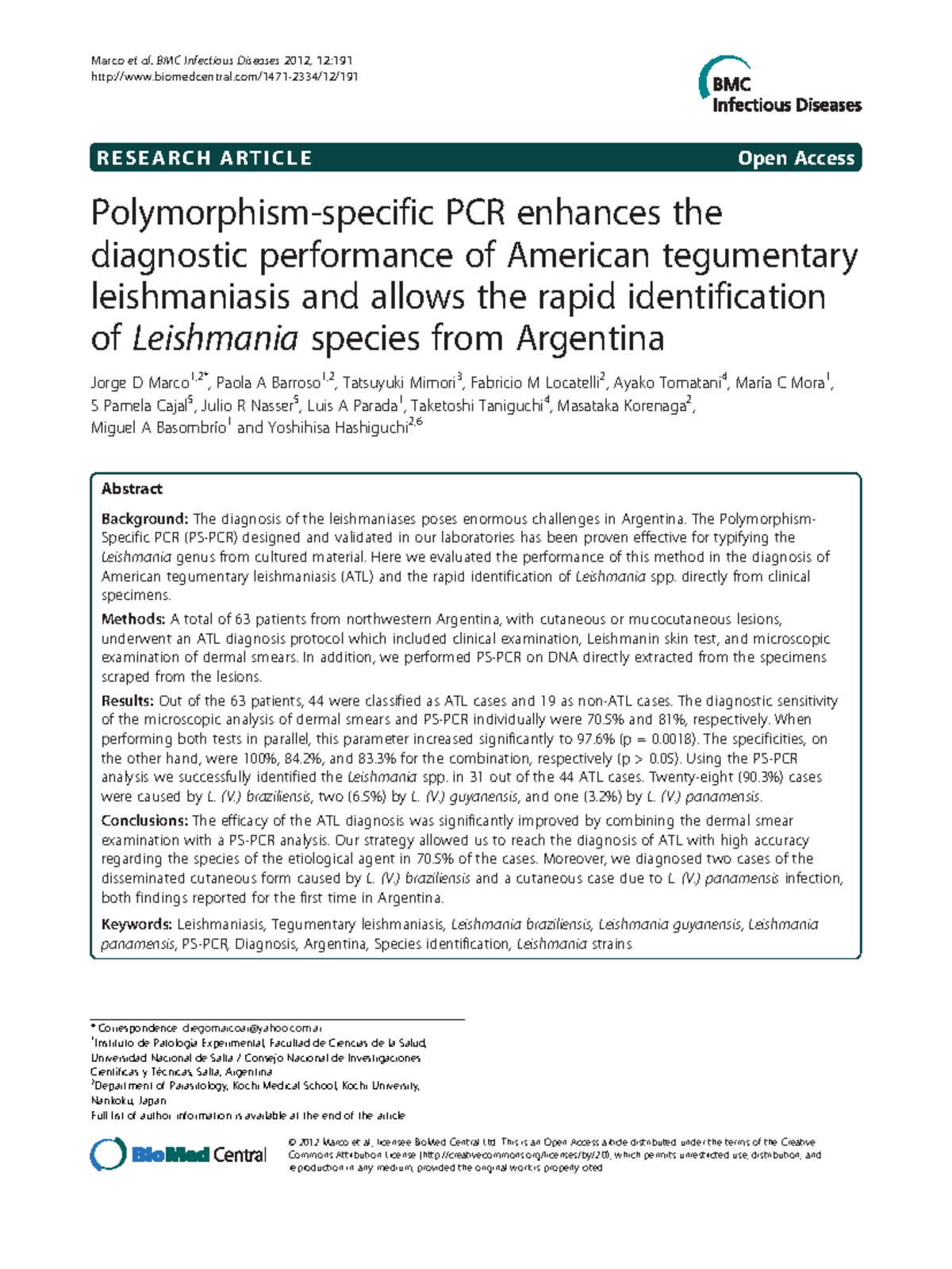 1471 2334 12 191 - Polymorphism-specific PCR enhances the diagnostic performance of American ...