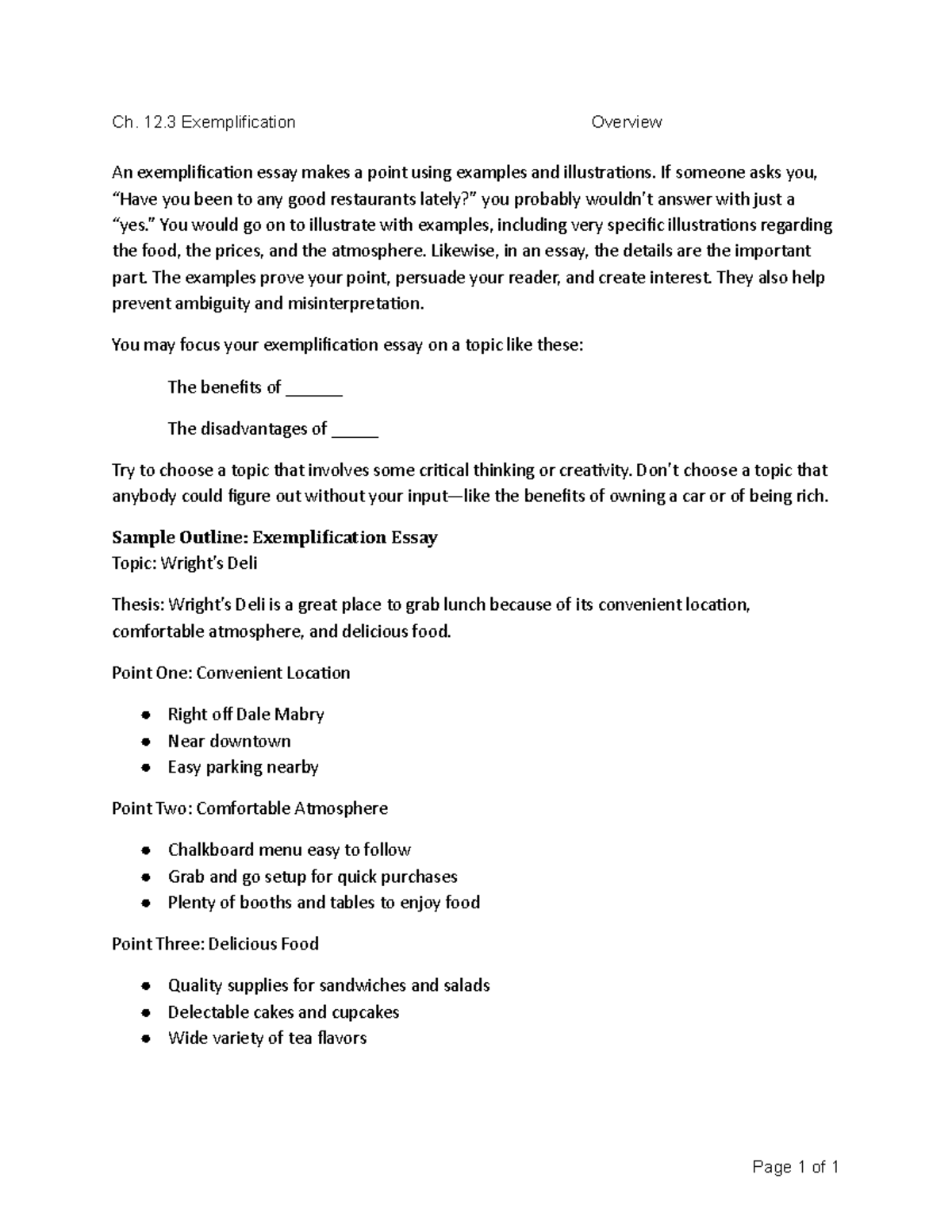 Ch. 12.3 Overview - Exemplification - Ch. 12 Exemplification Overview ...