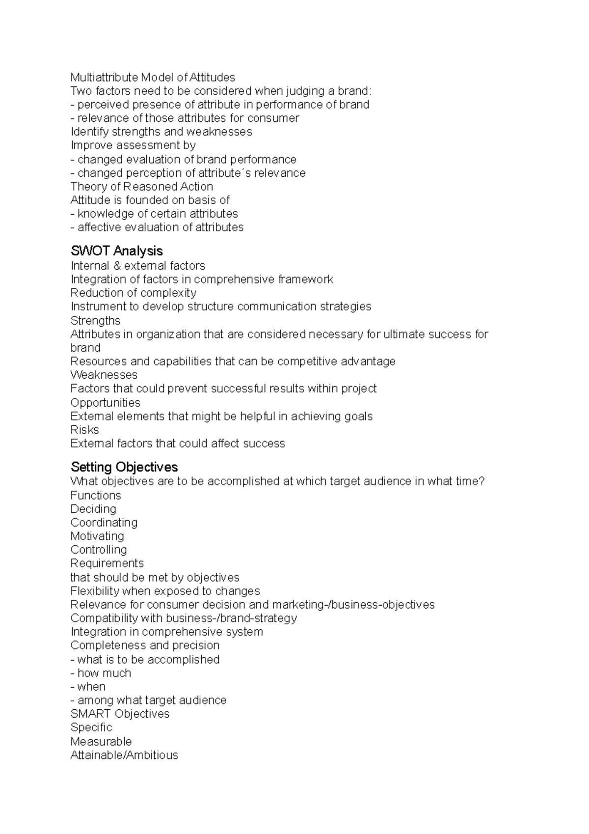 Multiattribute Model of Attitudes - Studocu