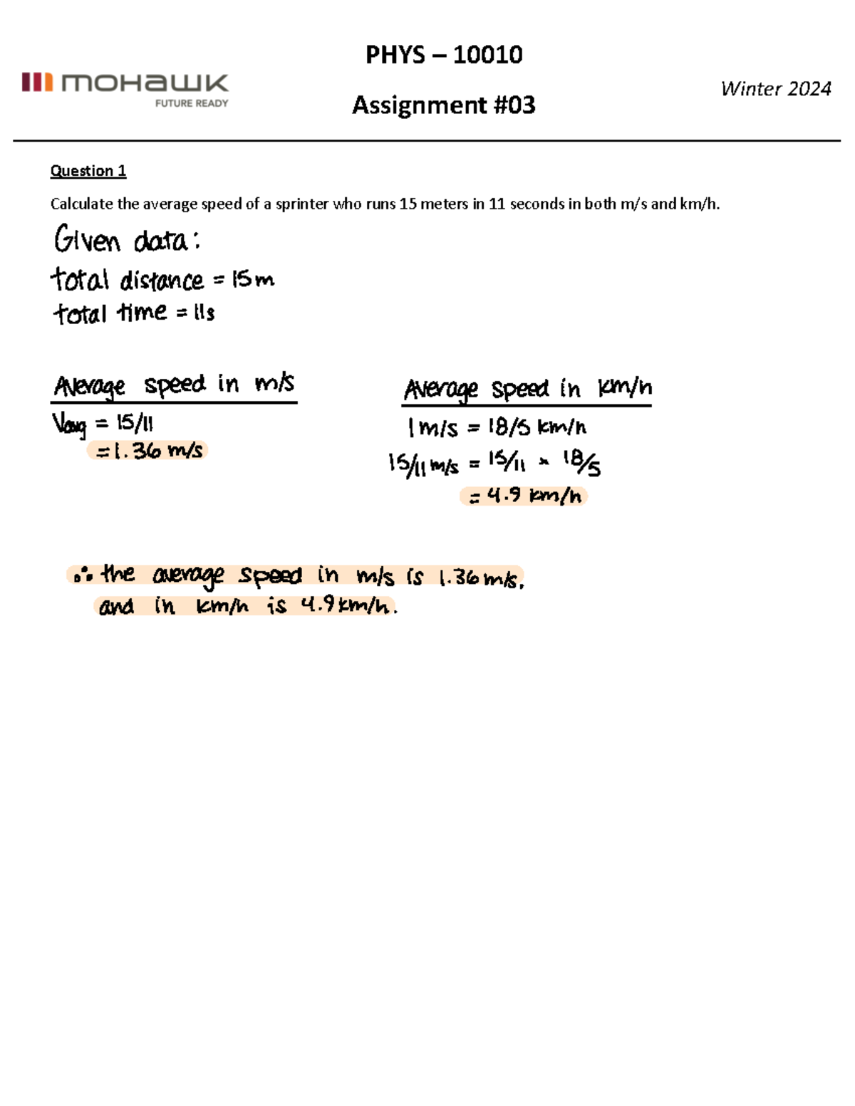 Assignment three - Assignment ####### Winter 2024 Question 1 Calculate ...