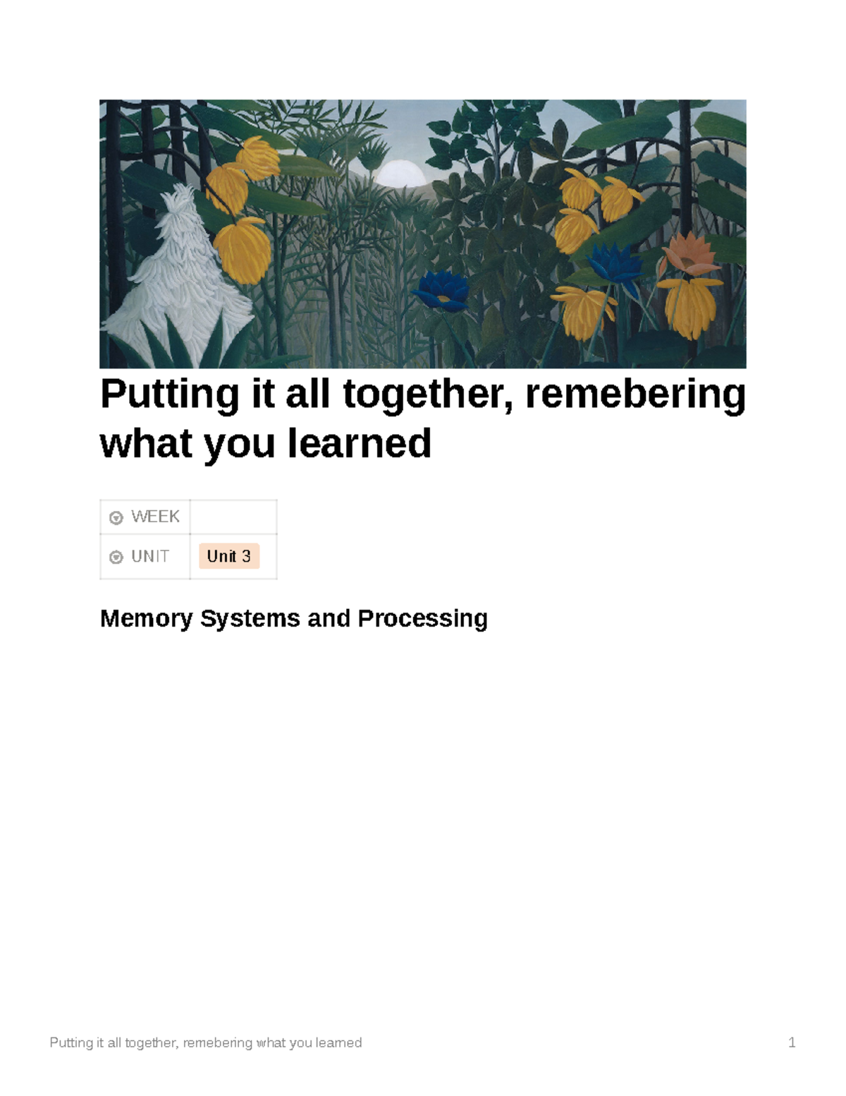 Putting it all together remebering what you learned - Putting it all ...