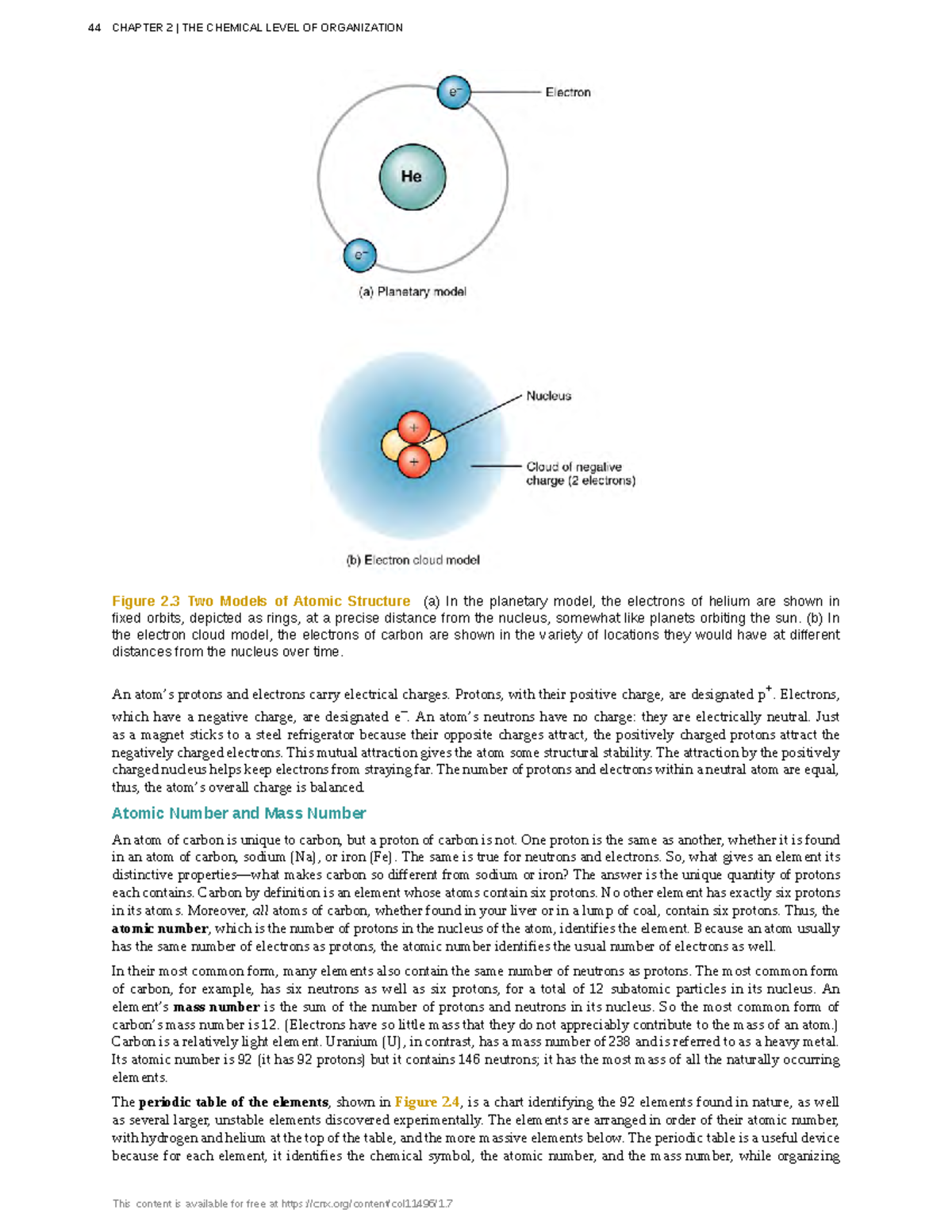 Anatomy-physiology-18 - Figure 2 Two Models of Atomic Structure (a) In ...