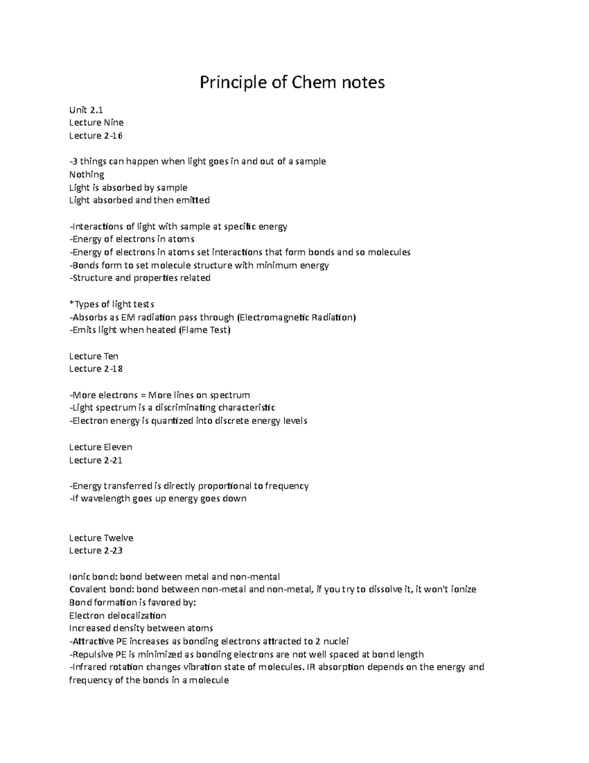 Principle of Chem note 2 - CHEM1110000A - Studocu