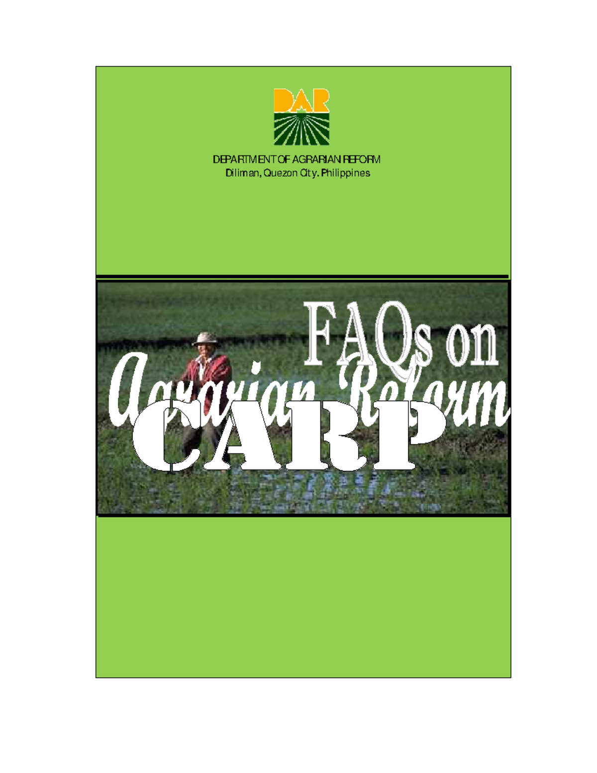 FAQs on CARP - CARP - DEPARTMENT OF AGRARIAN REFORM Diliman, Quezon ...