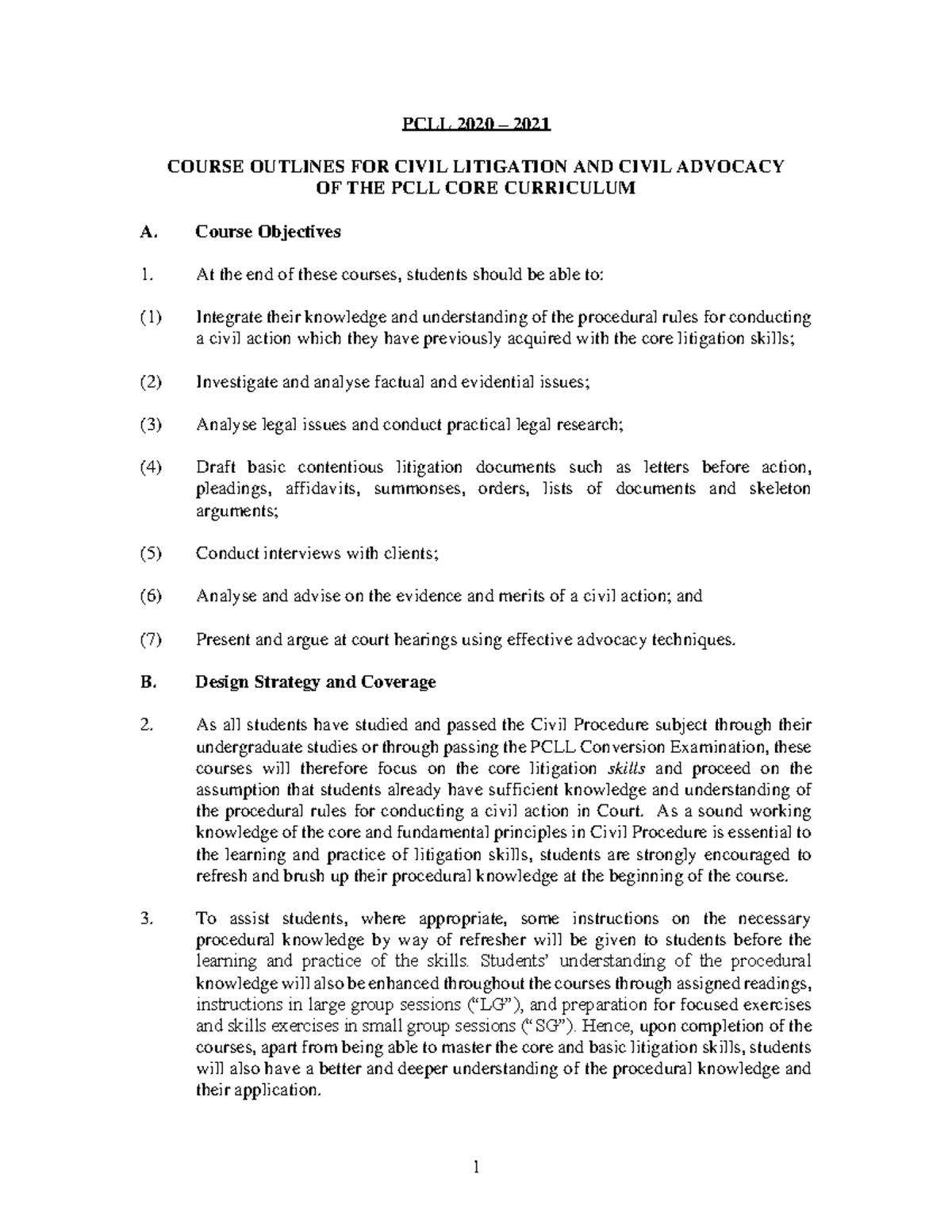 Course Outlines (FTPT)(2020-2021) - PCLL 2020 – 2021 COURSE OUTLINES ...