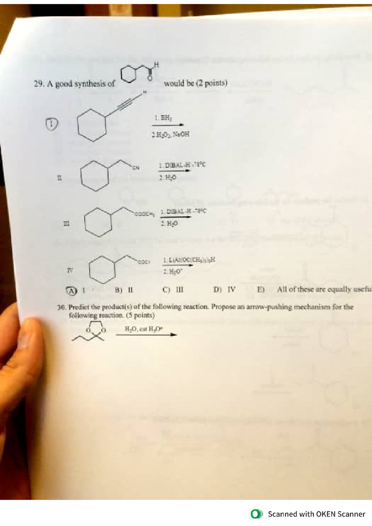 Chemistry - Chemical reactions of 3- methylhexane, hemiacetal etc ...