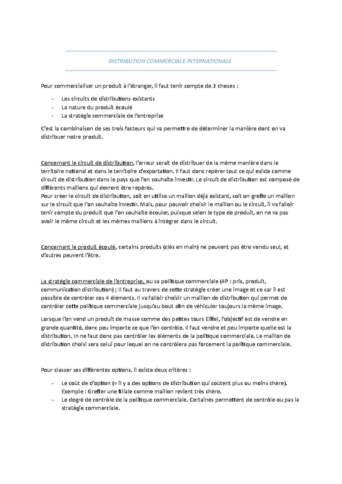 Chapitre 2 / Distribution Commerciale Internationale - DISTRIBUTION ...