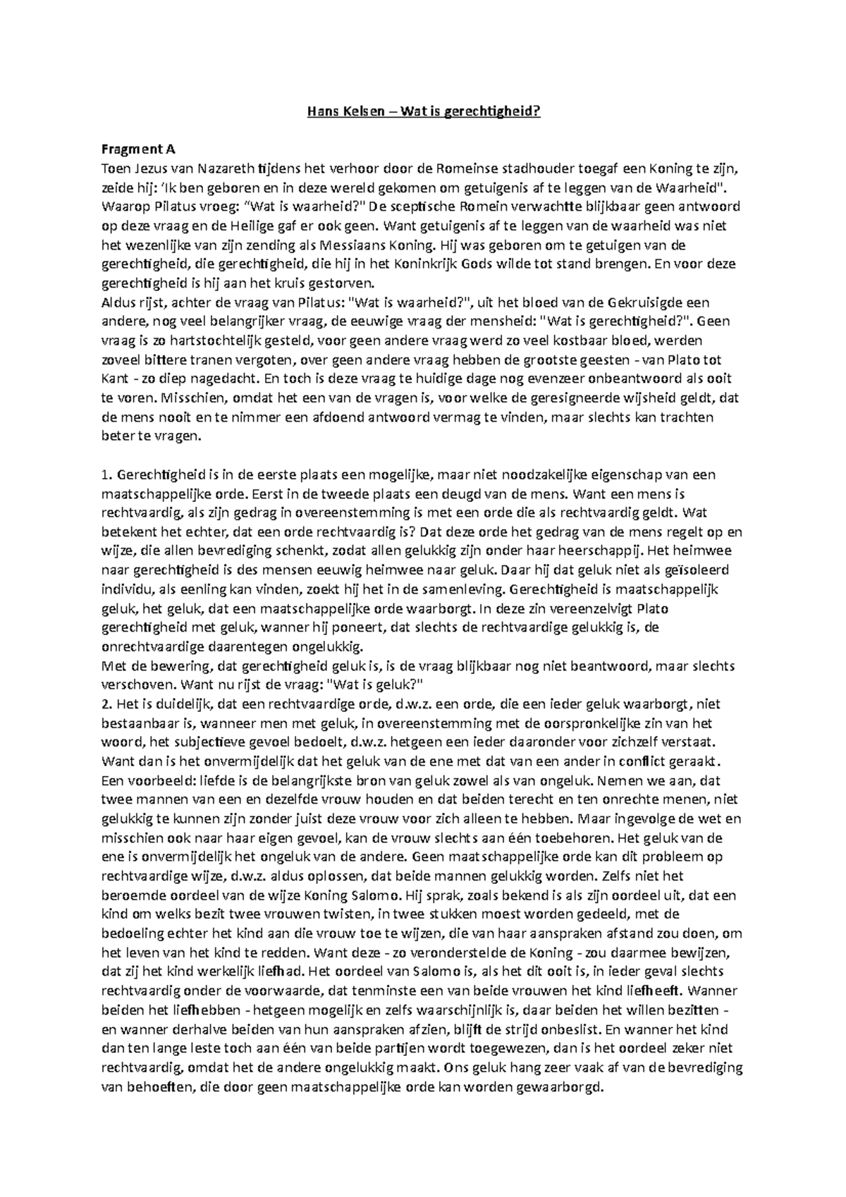 Tekst Kelsen - Wat is gerechtigheid - Hans Kelsen – Wat is ...