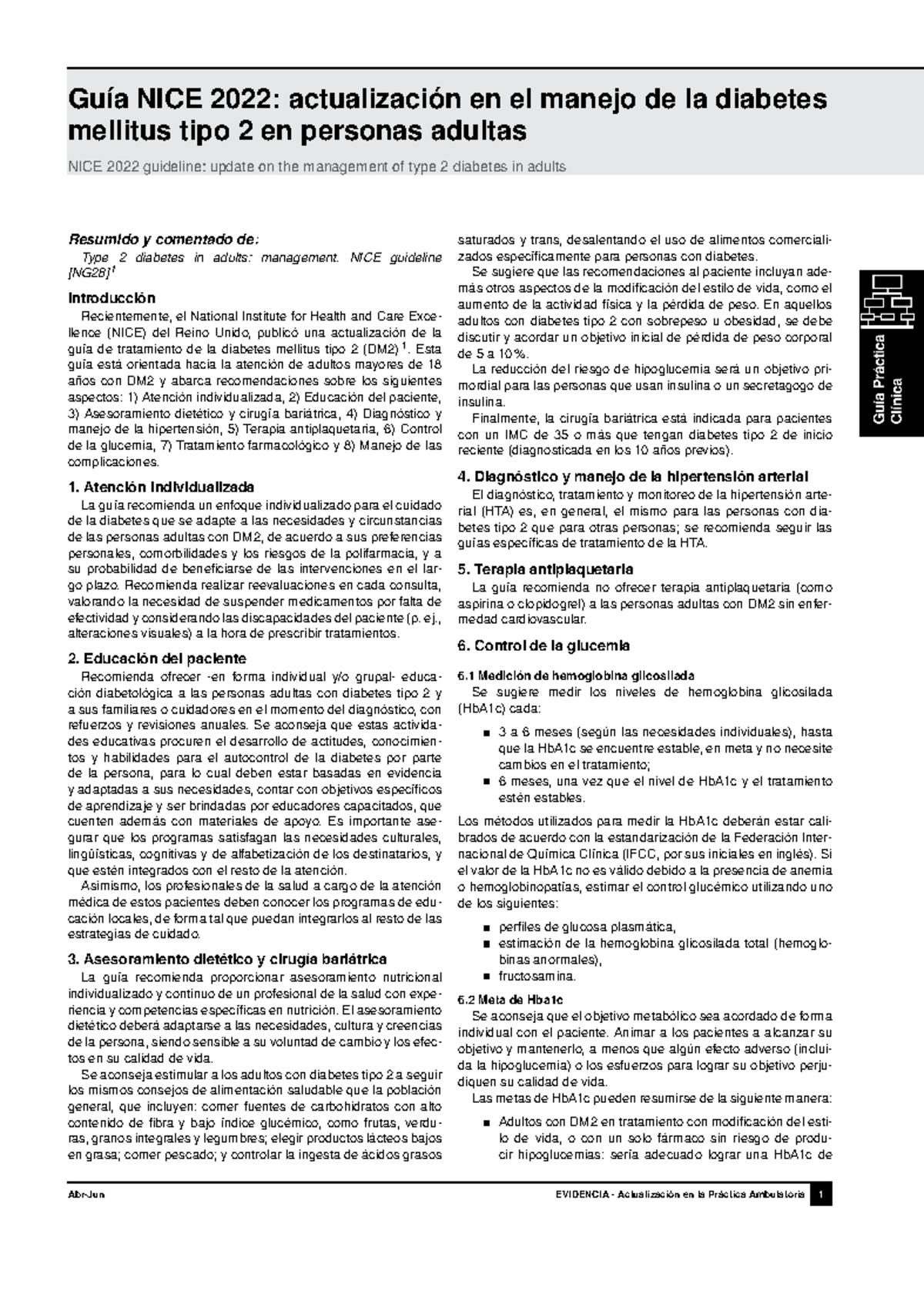 NICE Diabetes - Apuntes - Guía NICE 2022: actualización en el manejo de ...
