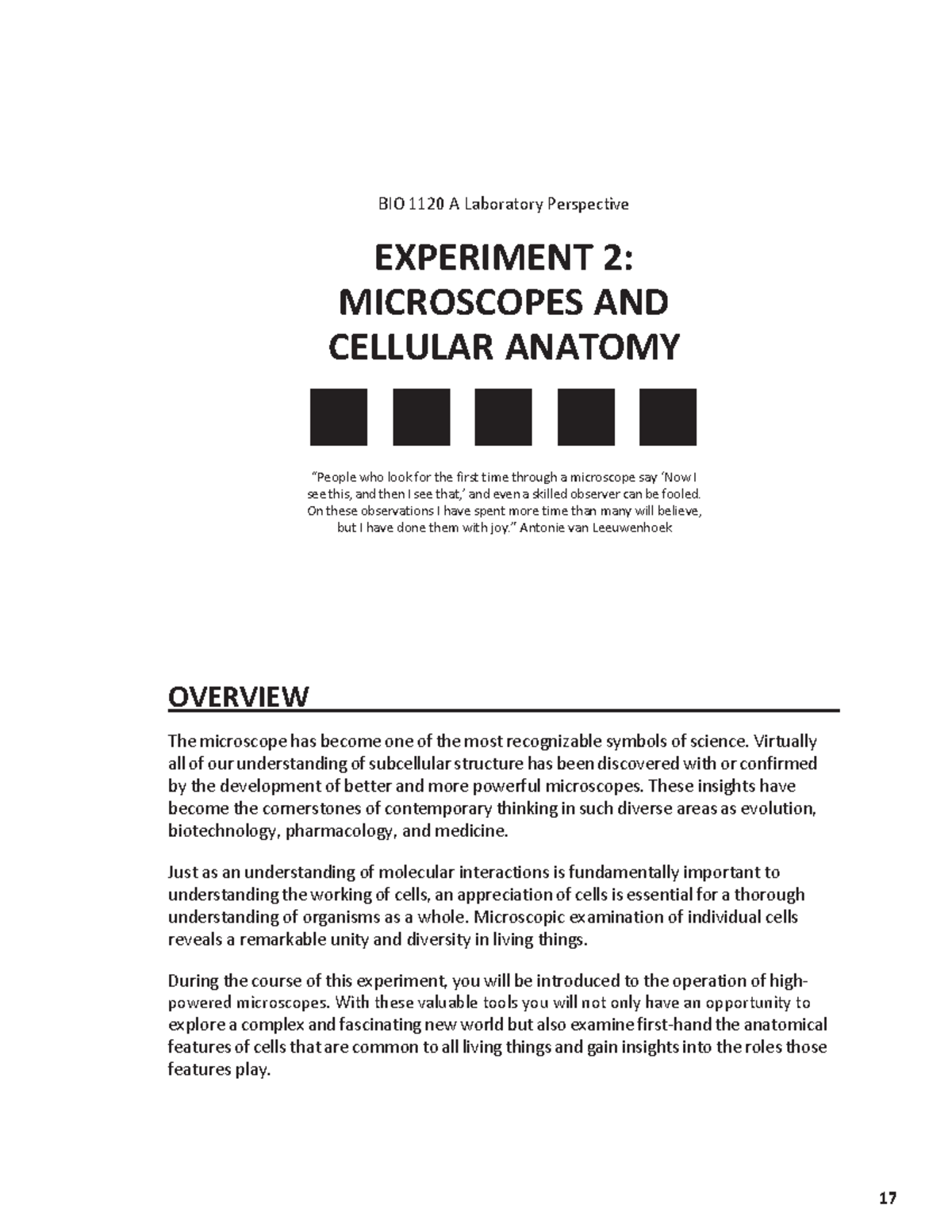 Experiment 02 PDF - n/a - BIO 1120 A Laboratory Perspective EXPERIMENT ...