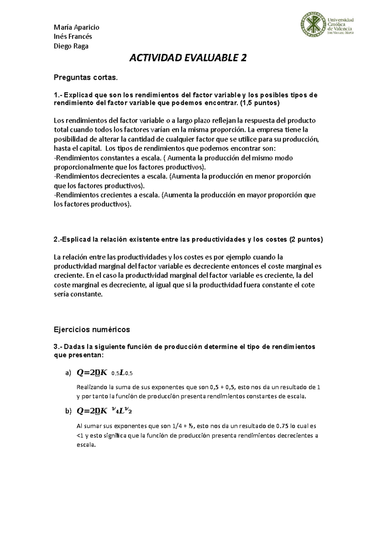 Actividad evaluable 2 - Ejercicios obligatorios - María Aparicio Inés Francés Diego Raga ...