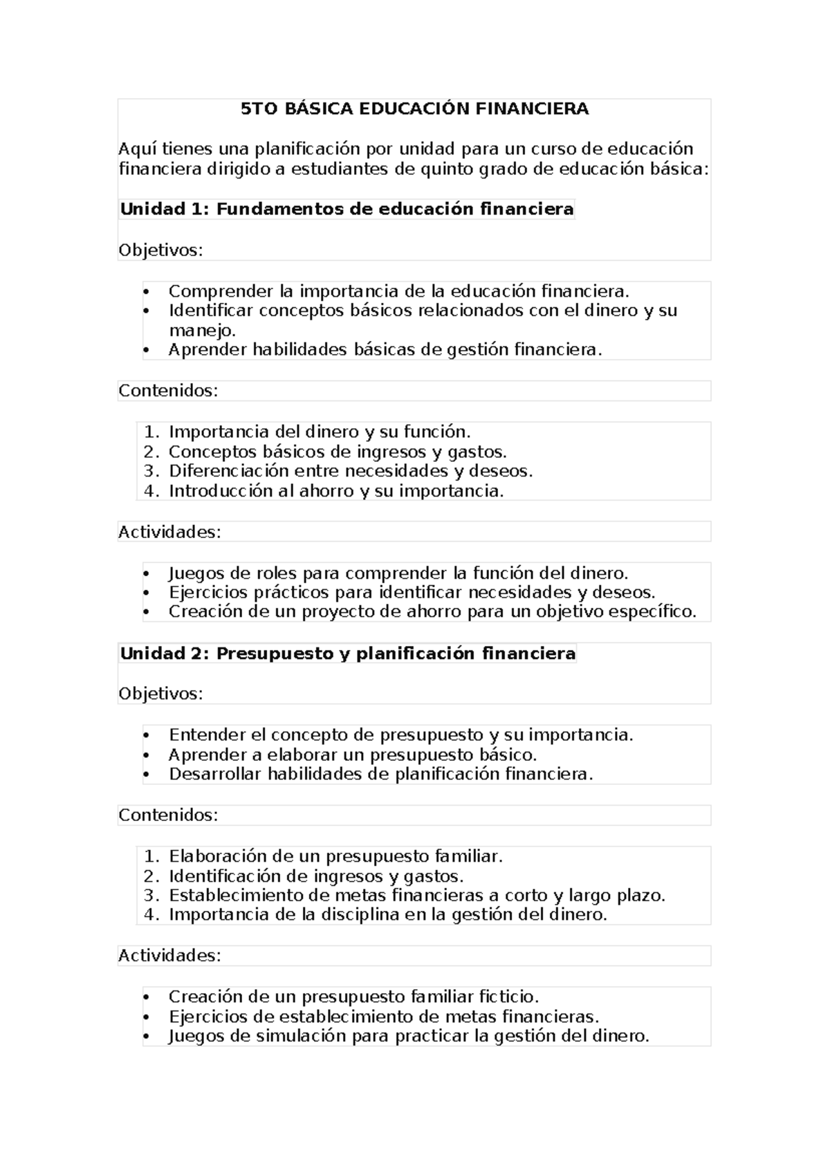 5TO Básica Educación Financiera - 5TO BÁSICA EDUCACIÓN FINANCIERA Aquí ...