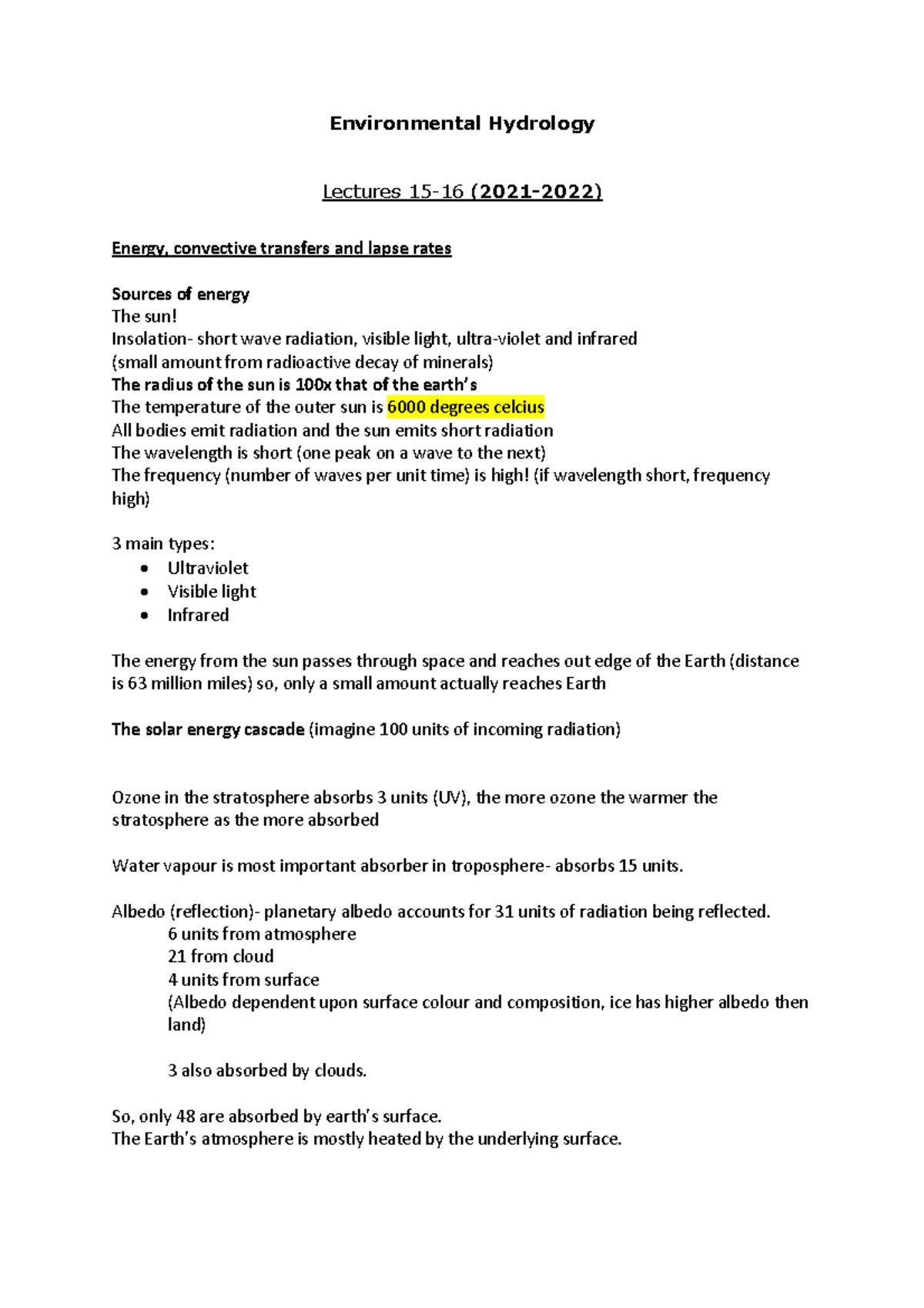 Environmental Hydrology lectures 15to16 20212022 - Environmental ...