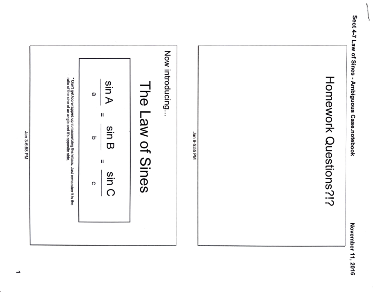 Law of sines notes -===- Sect 4-7 Law of Sines - Ambiguous Case ...