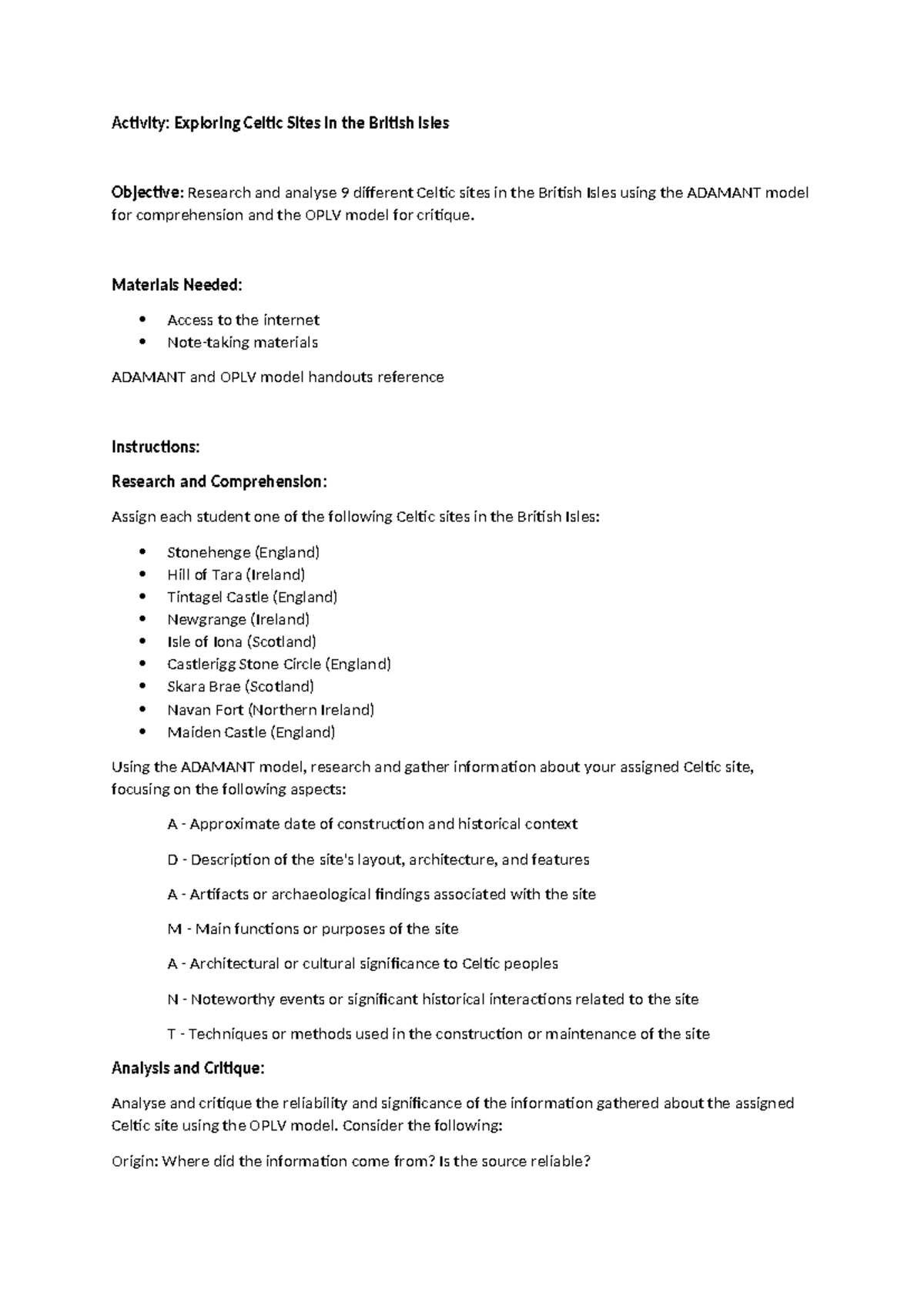 6. Exploring Celtic Sites in the British Isles - Activity: Exploring ...