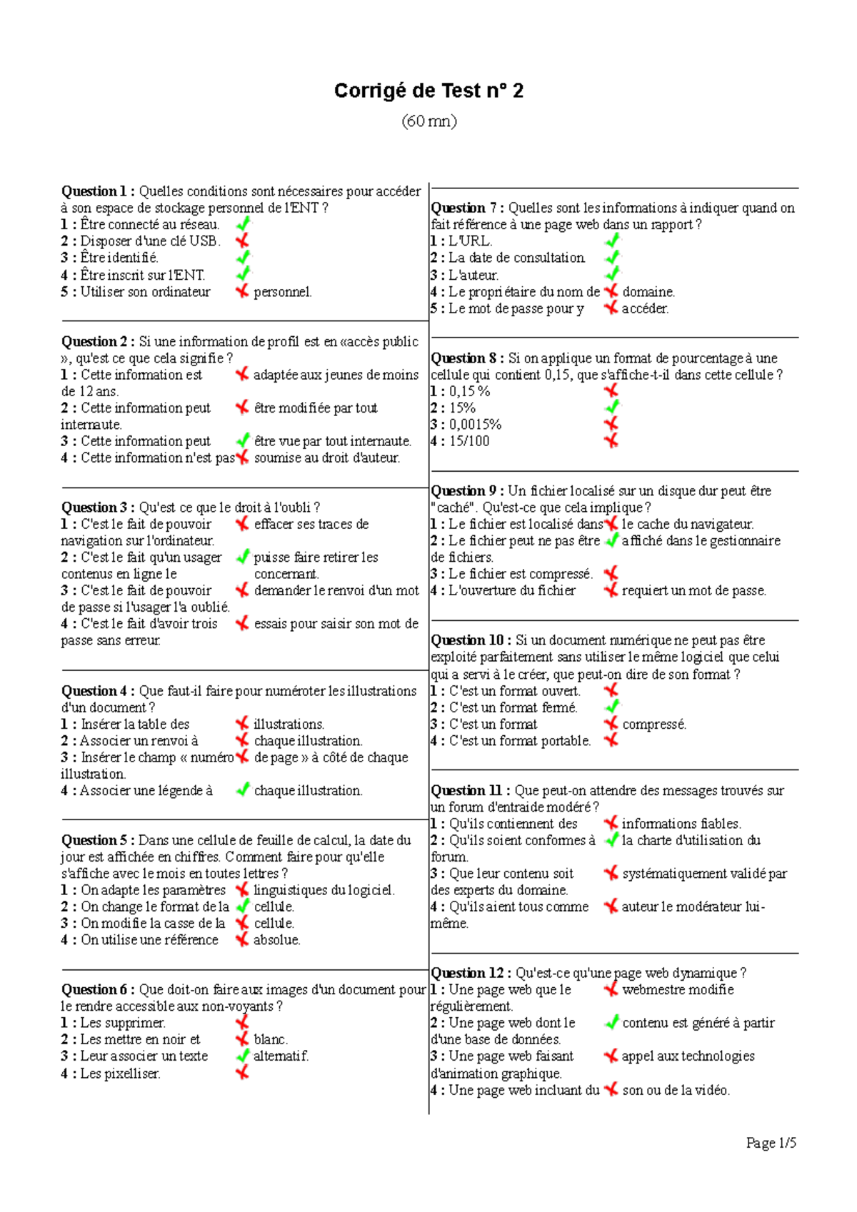 Corrige du test n 2 - PIX - Corrigé de Test n° 2 (60 mn) Question 1 ...