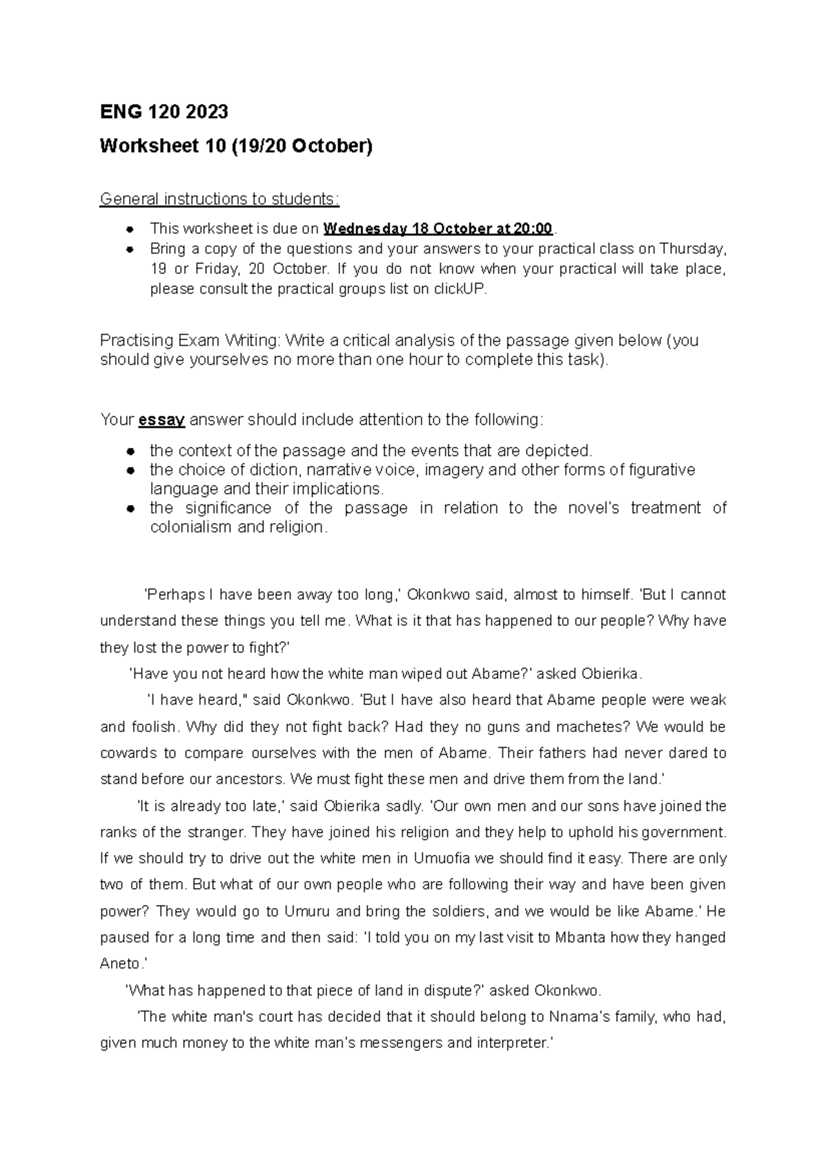 Worksheet 10 (19 20 October) - ENG 120 2023 Worksheet 10 (19/20 October ...