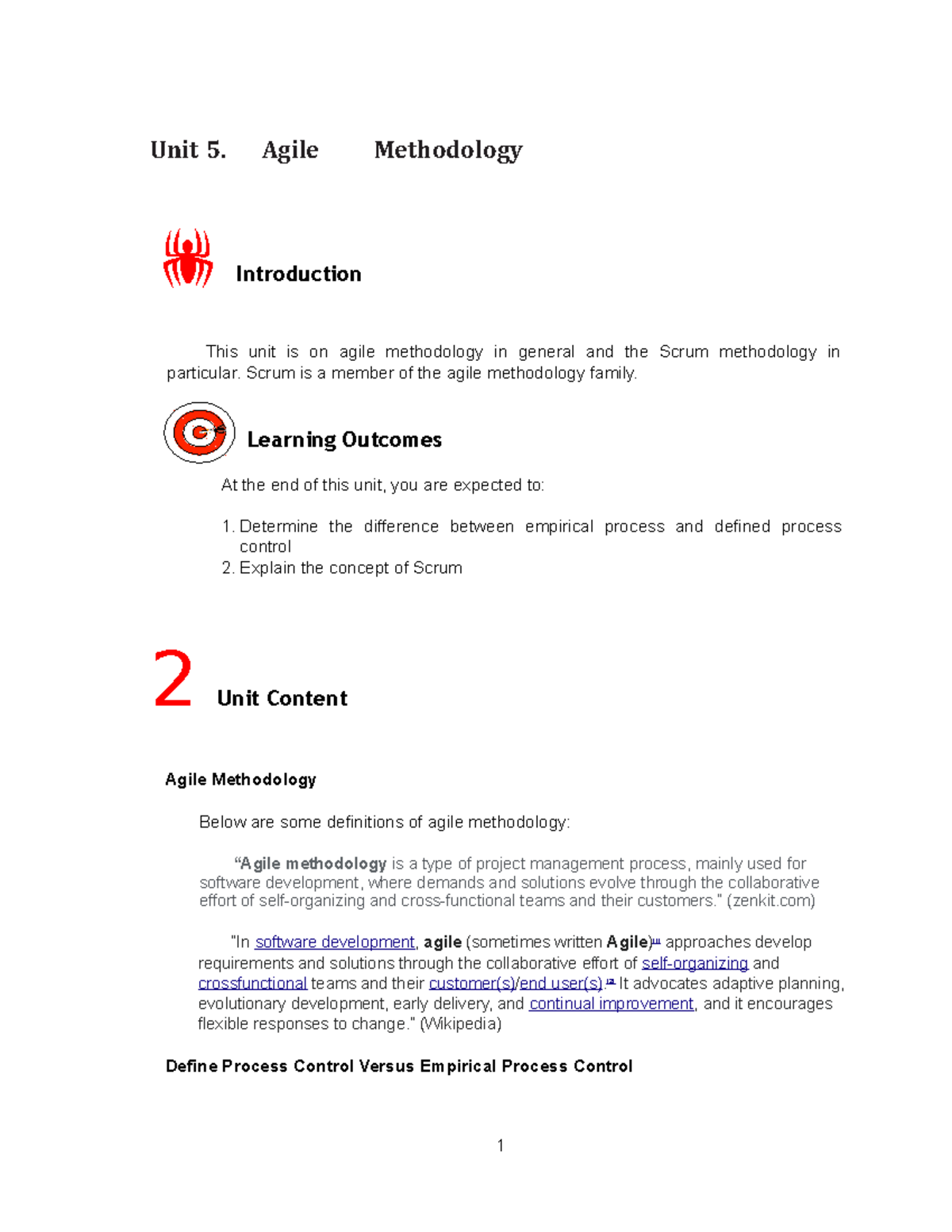 Agile Methodology - Unit 5. Agile Methodology ! Introduction This unit is on agile methodology ...