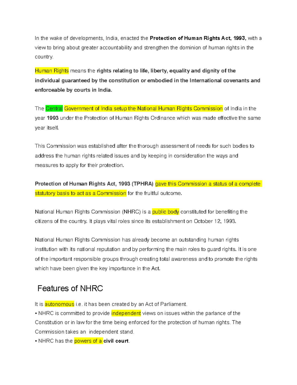 Nhrc - n/a - In the wake of developments, India, enacted the Protection ...