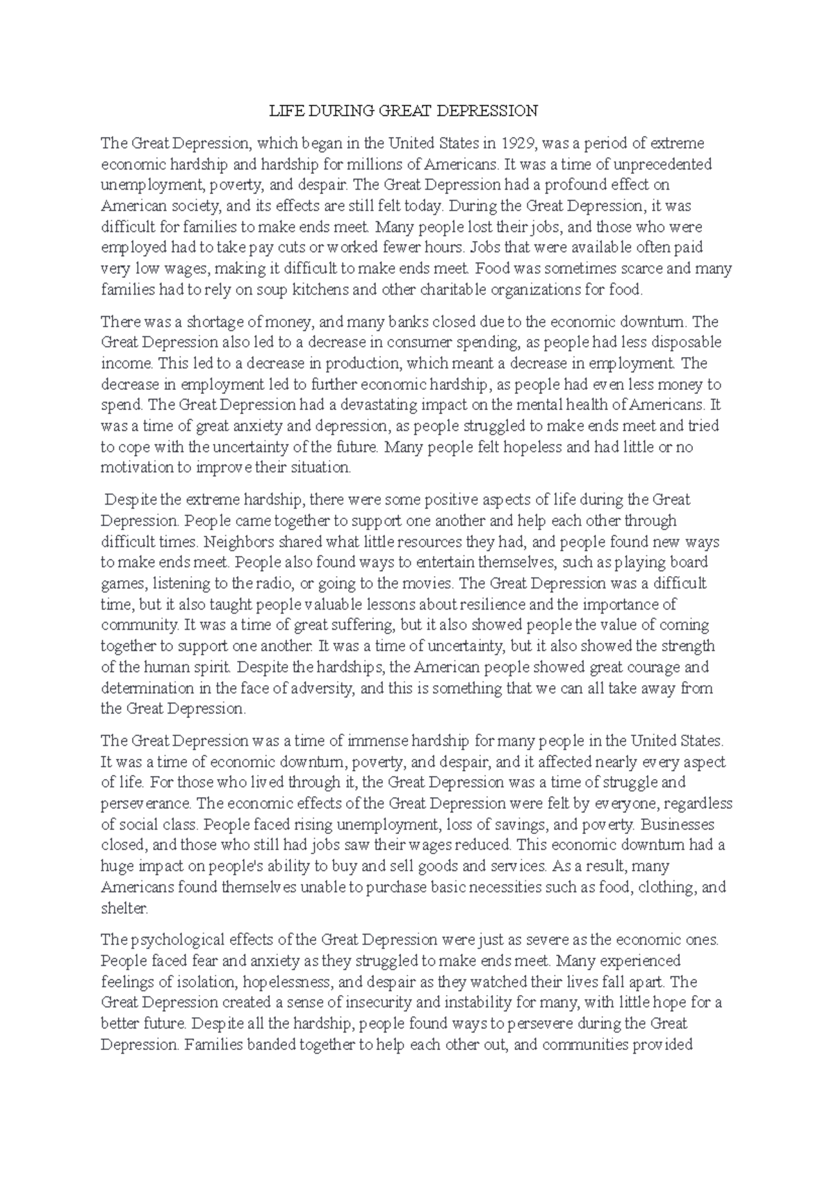 LIFE During Great Depression - LIFE DURING GREAT DEPRESSION The Great ...