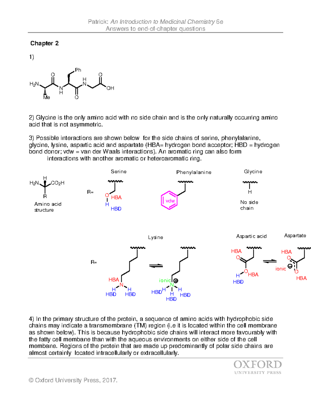 Patrick 6e answers ch02 - Patrick:Answers to end-of-chapter questions An Introduction to ...