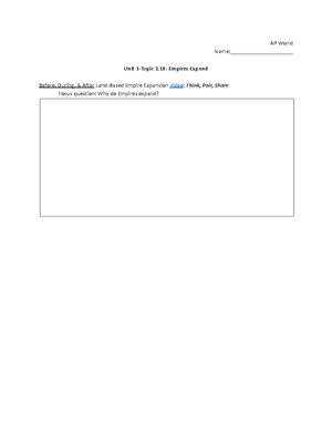 Unit 3 - Reading Guide - Unit 3: Land-Based Empires C. 1450 - 1750 ...