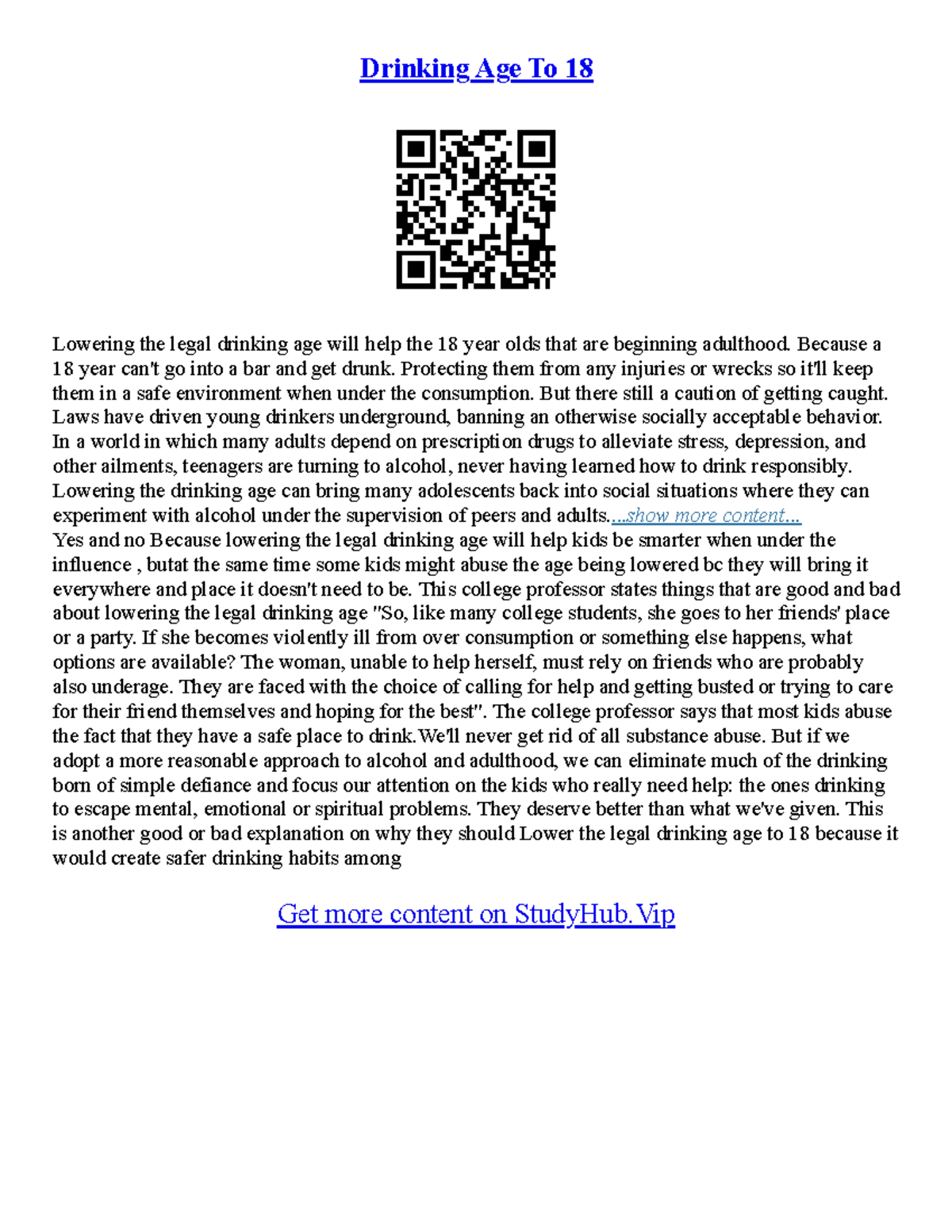 Should The Drinking Age Be Lowered To 18 Essay - Drinking Age To 18 ...