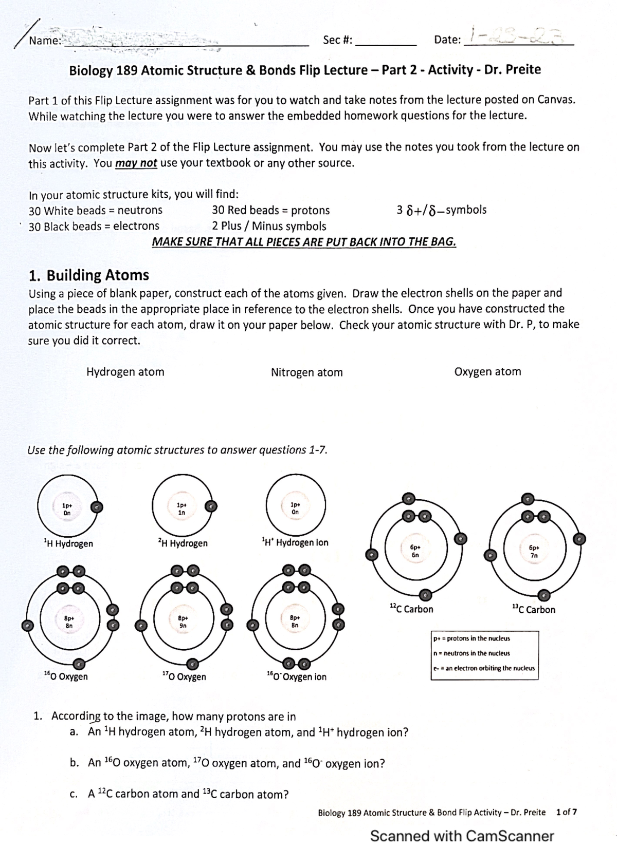 Flip book lecture activity pt1 - BIOL 189 - Studocu
